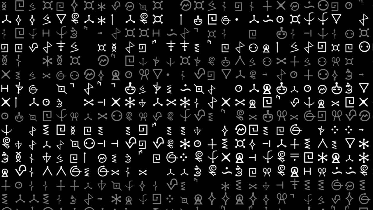 Free stock video - A screen of scrolling text, alien letters or code
