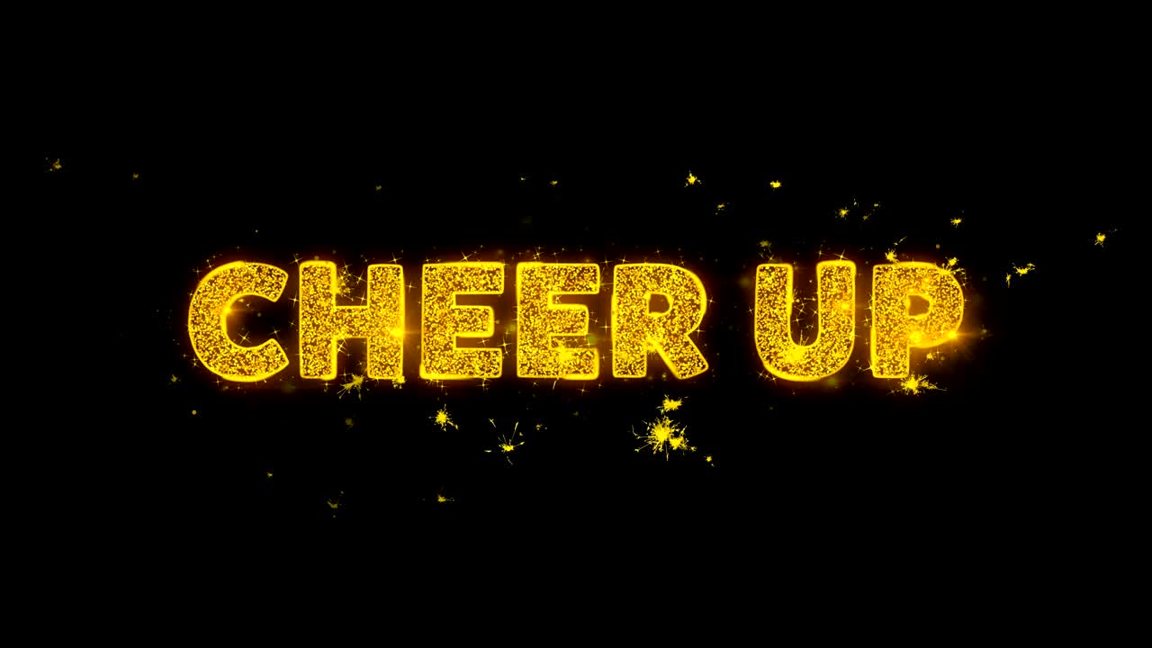 cheer up text sparks particles on black background. | freepik