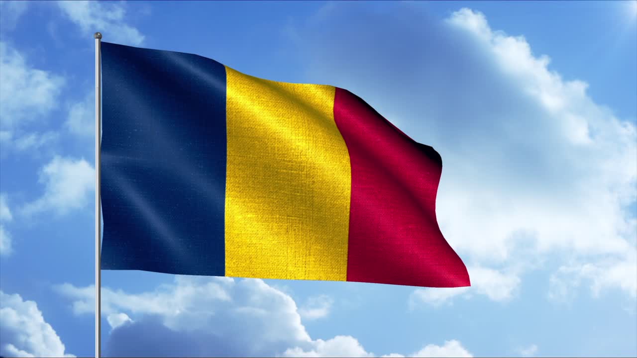 Premium stock video - Romanian flag waving in the wind