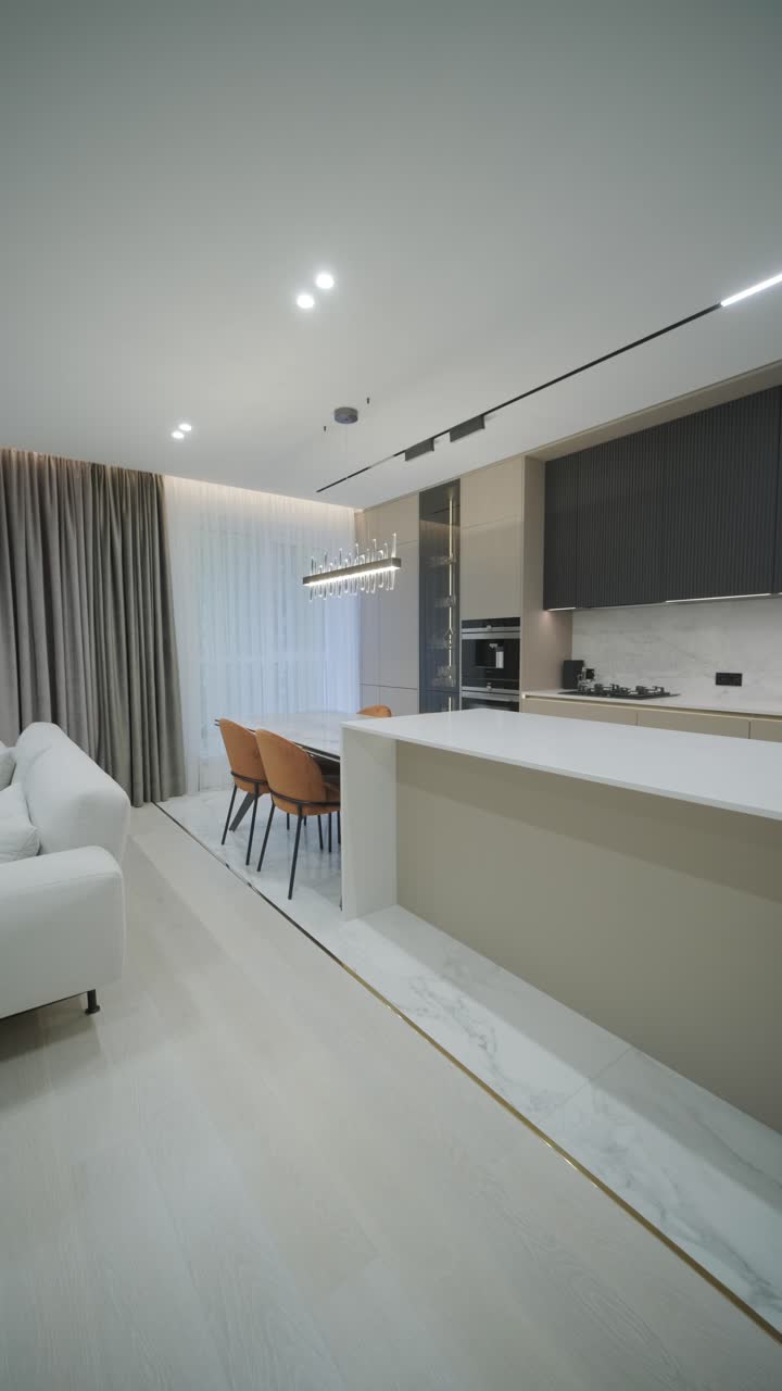 Modern Kitchen Interior with Integrated Living Space | Premium Stock ...