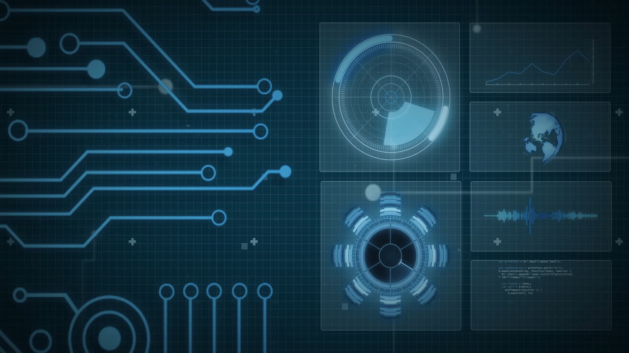Premium Stock Video Animation Of Scope Scanning Over Data Processing With Connections And Globe
