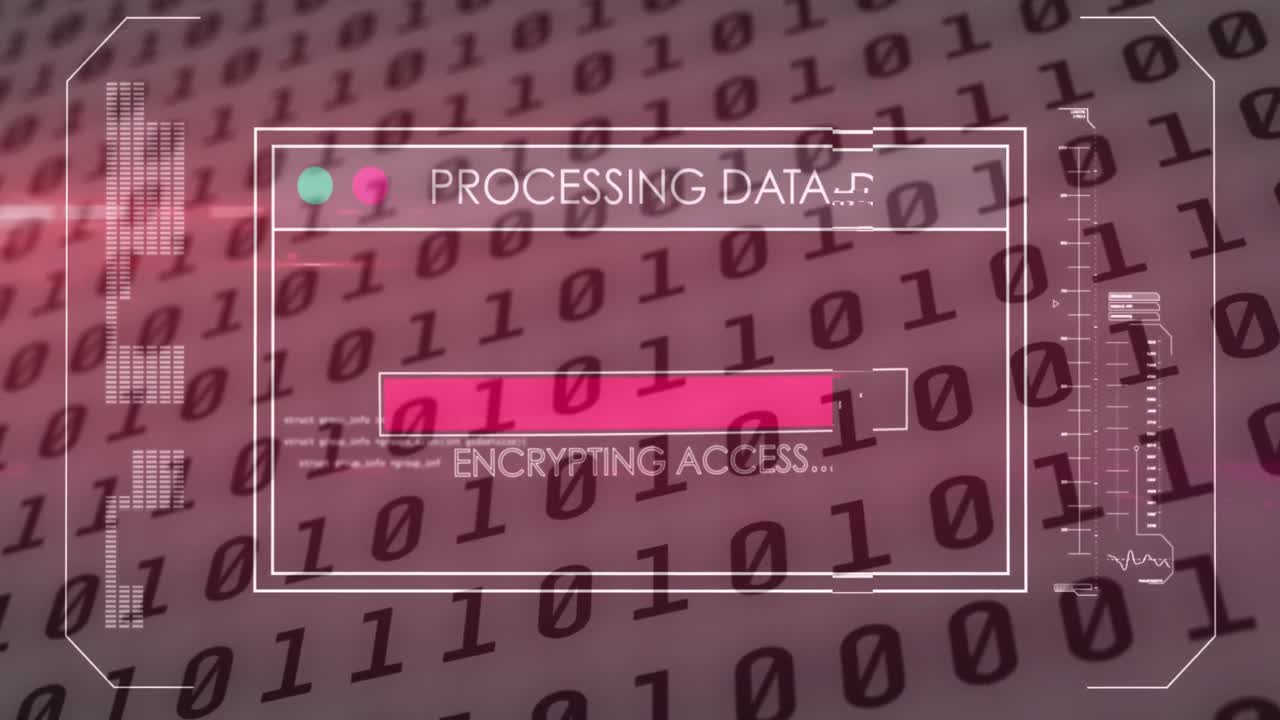 Animation of data processing on screen over binary coding Premium Stock Video Footage