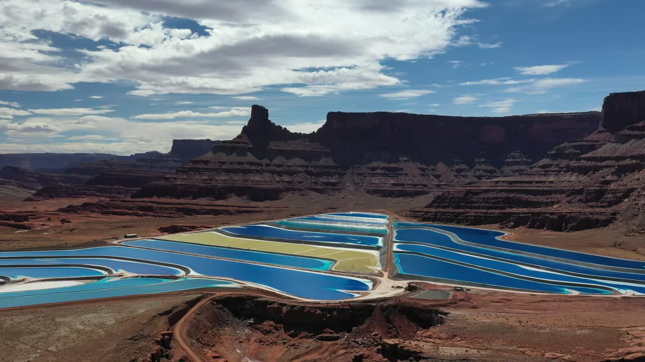 Aerial View Of Potash Mine And Evaporation Ponds In The Desert Of Moab ...