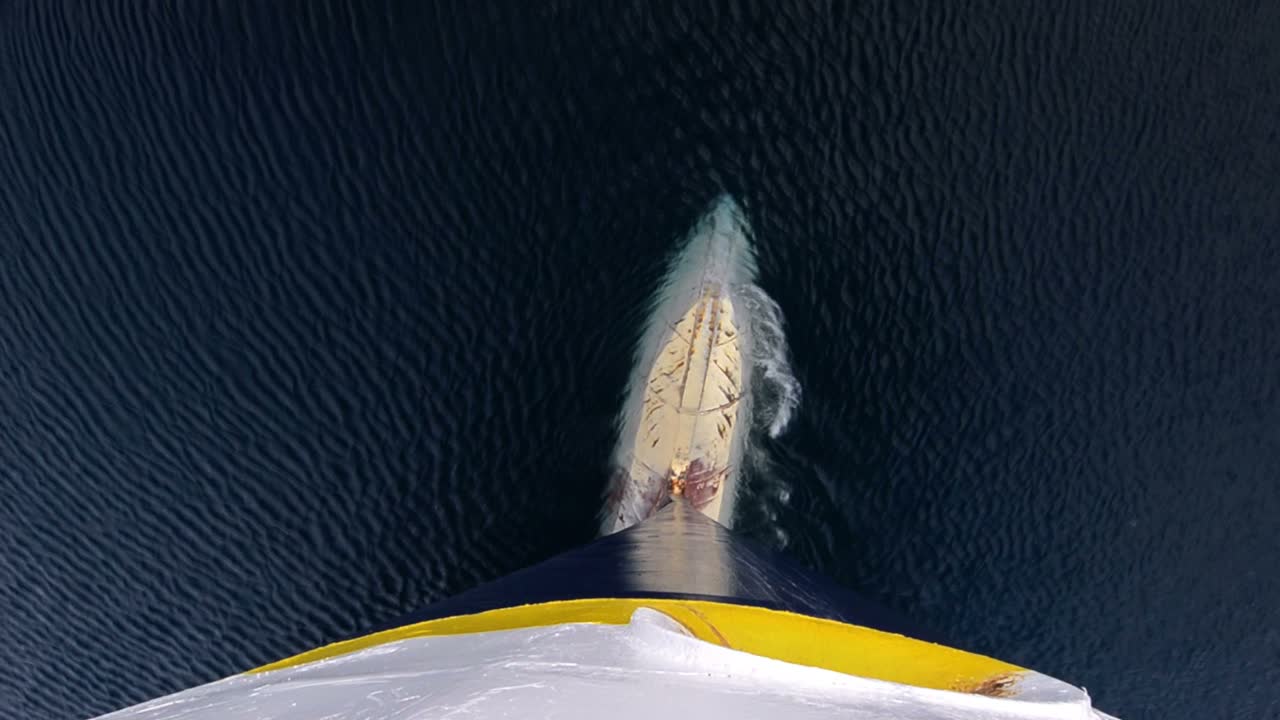 Premium stock video - Tilt up bulbous bow point of view of an ...
