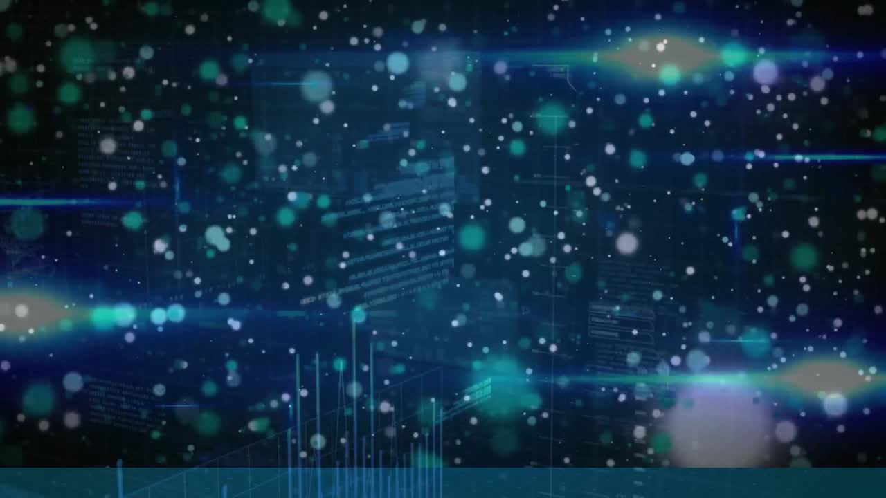 Premium stock video - Animation of lens flares and computer language ...