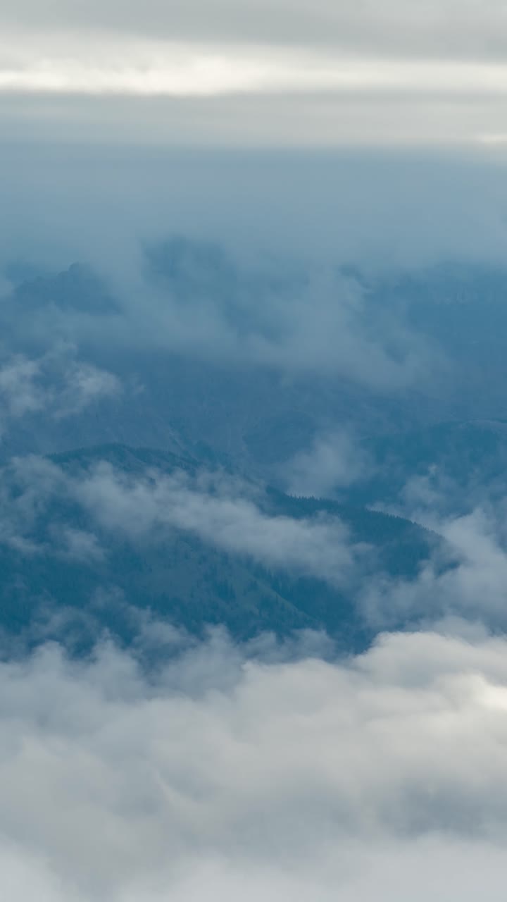 Vertical 4K Timelapse, Clouds and Dense Fog Inversions Above Valley and ...