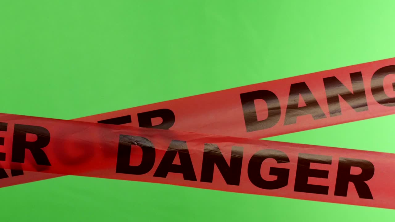 Danger Warning Tape Overlay Green Screen Alpha | Premium Stock Video ...