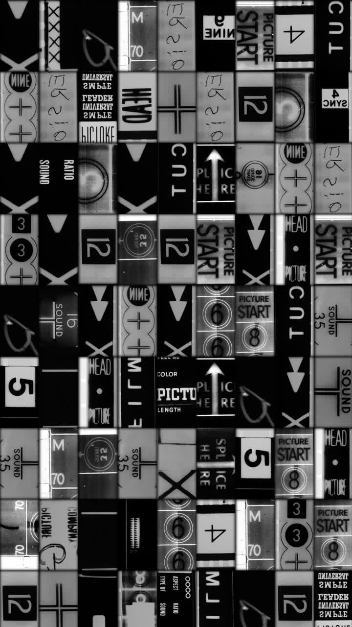 Premium stock video - Universal leader cinema countdown intro vertical