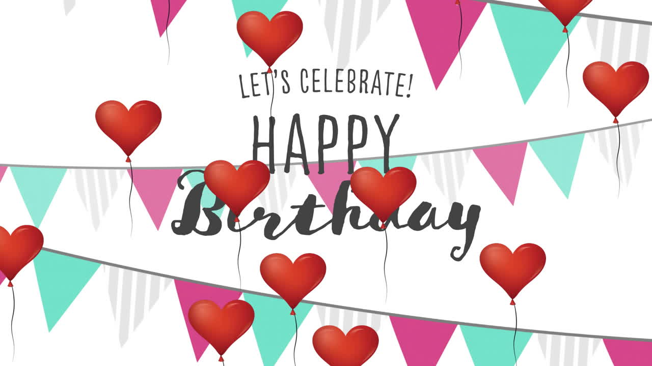 Premium stock video - Animation of let's celebrate happy birthday text ...
