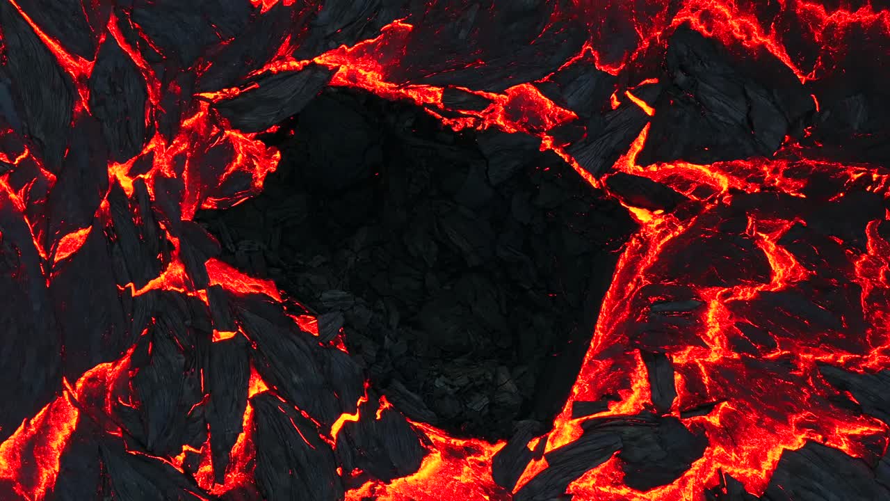 Glowing fresh lava stream flow, Icelandic volcano eruption closeup - 4k ...