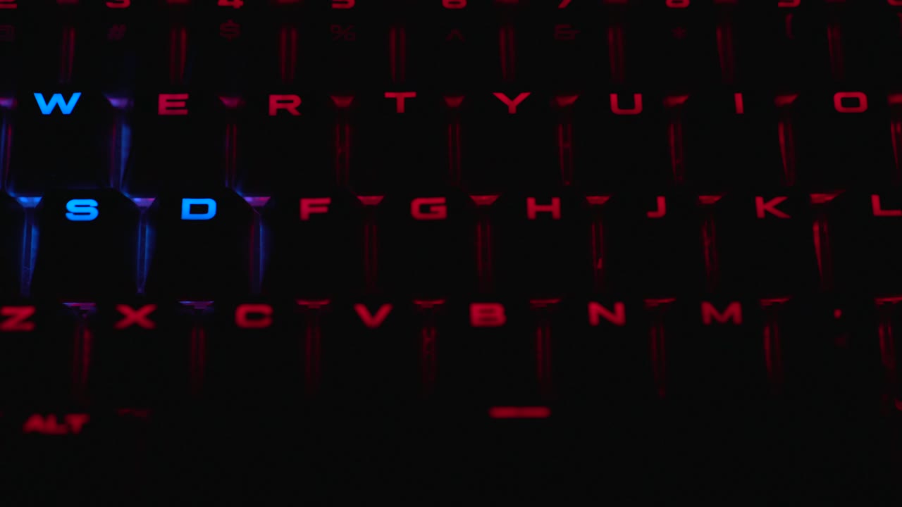 Backlit illuminated keyboard in red whit the wasd keys in red for a ...