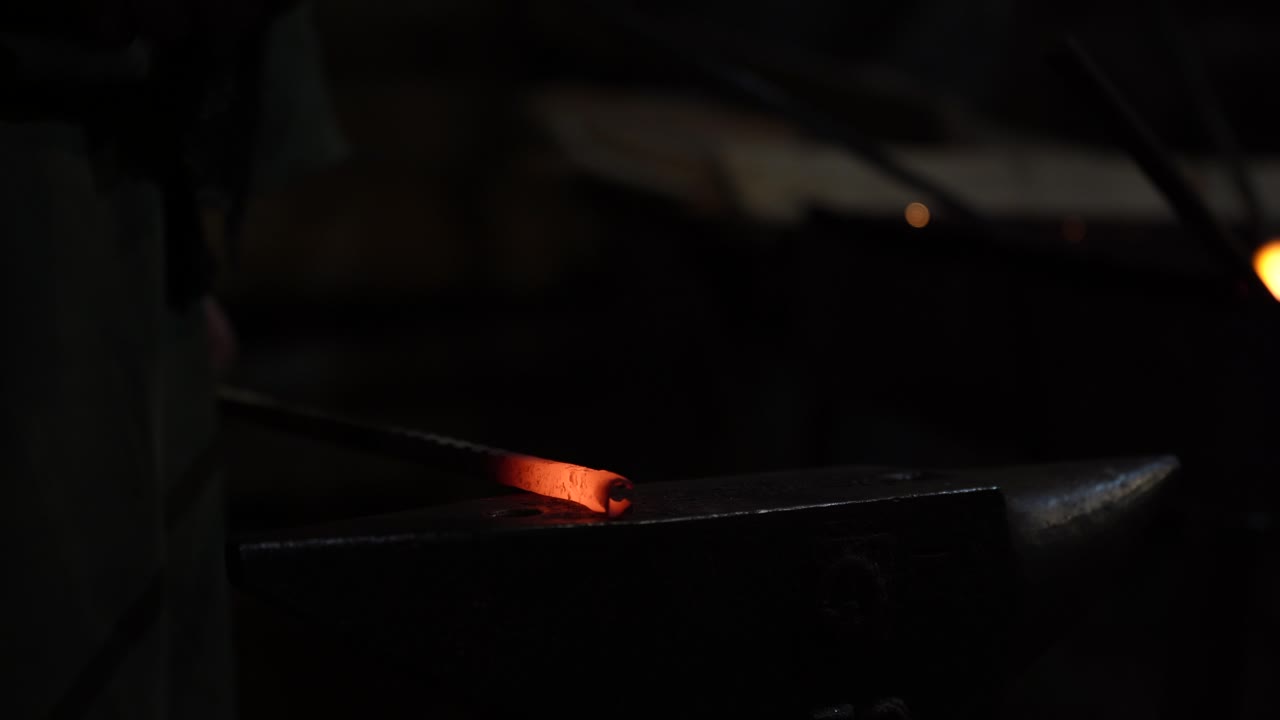 Blacksmith Forging Heated Iron, Distinguishing Tools In The Forge With ...