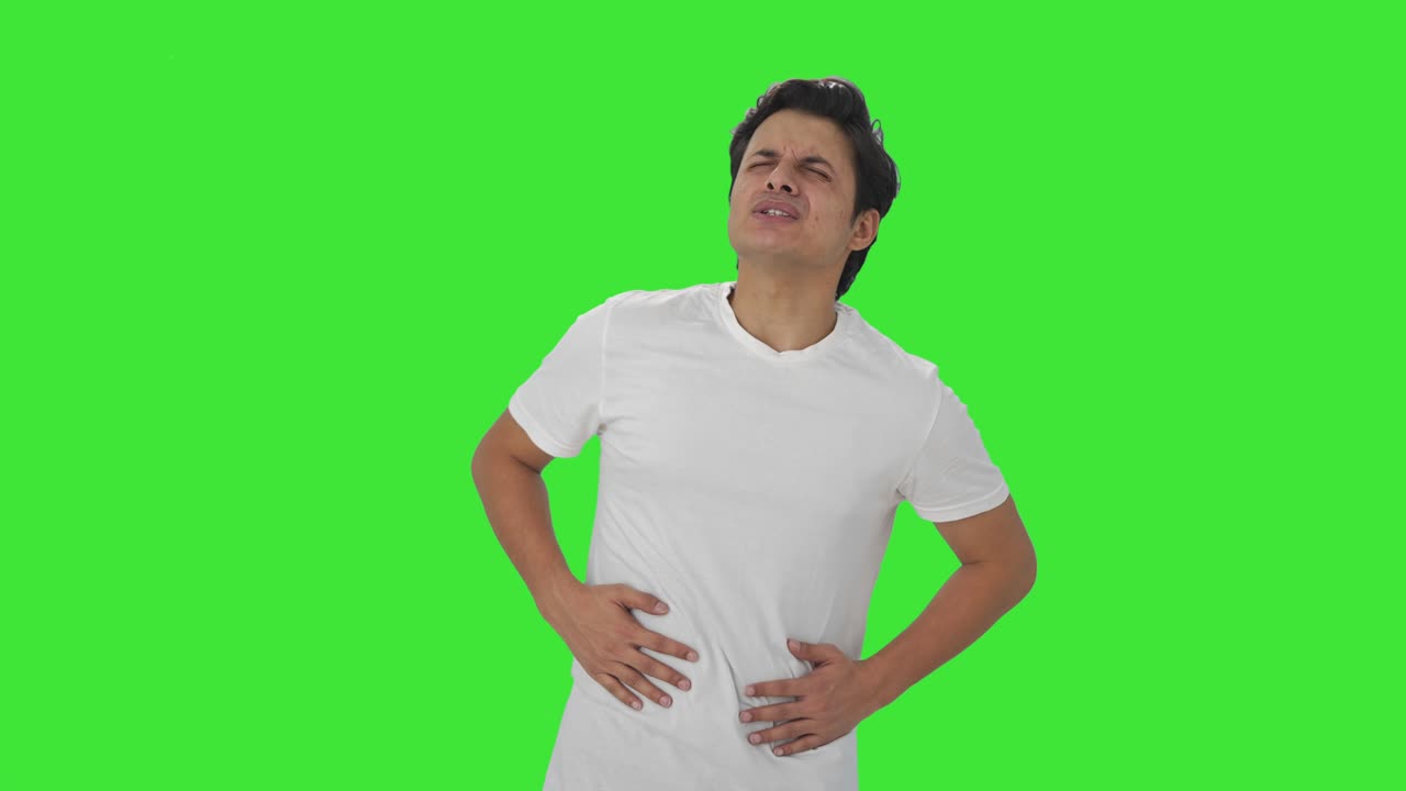 Sick Indian Man Having Stomach Pain Green Screen Free Stock Video ...