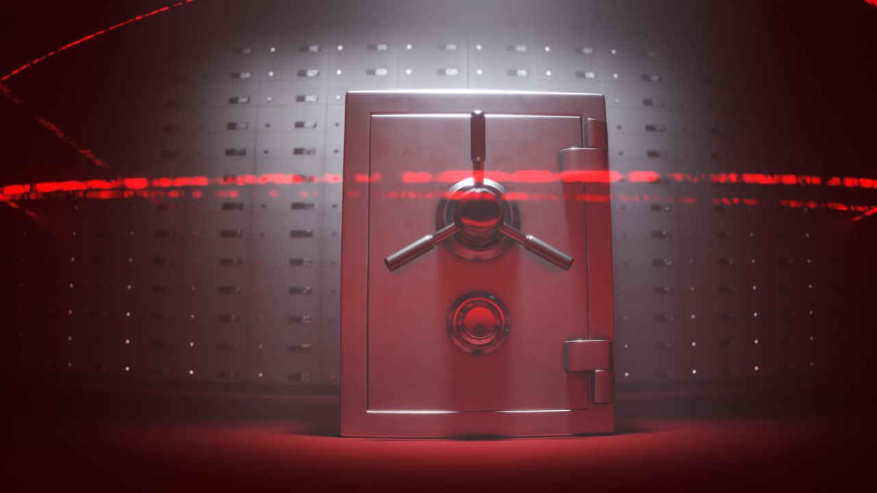 Premium stock video - Close mechanical dial combination safe standing ...