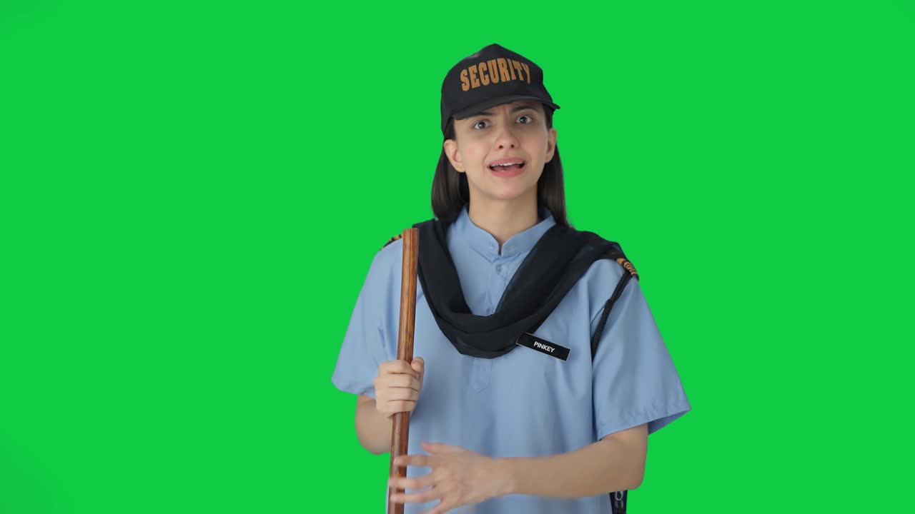 Angry Indian Female Security Guard Shouting On Someone Green Screen ...