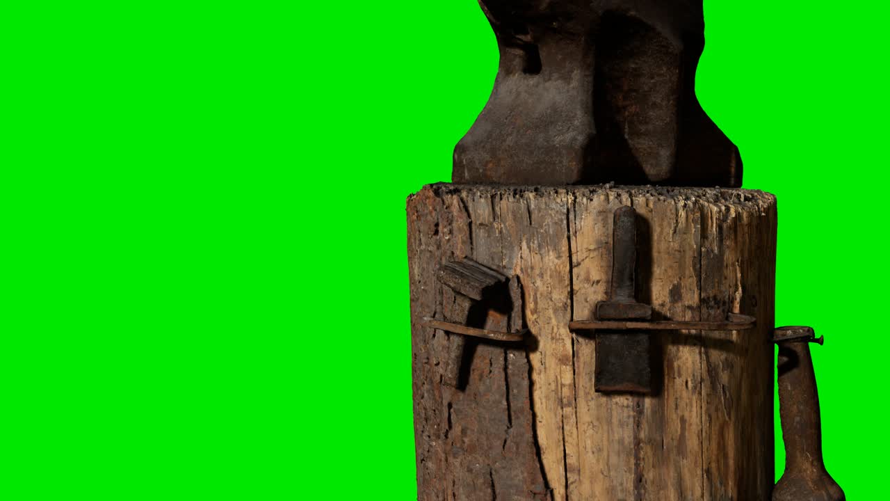 Premium stock video - Black anvil on green chromakey background