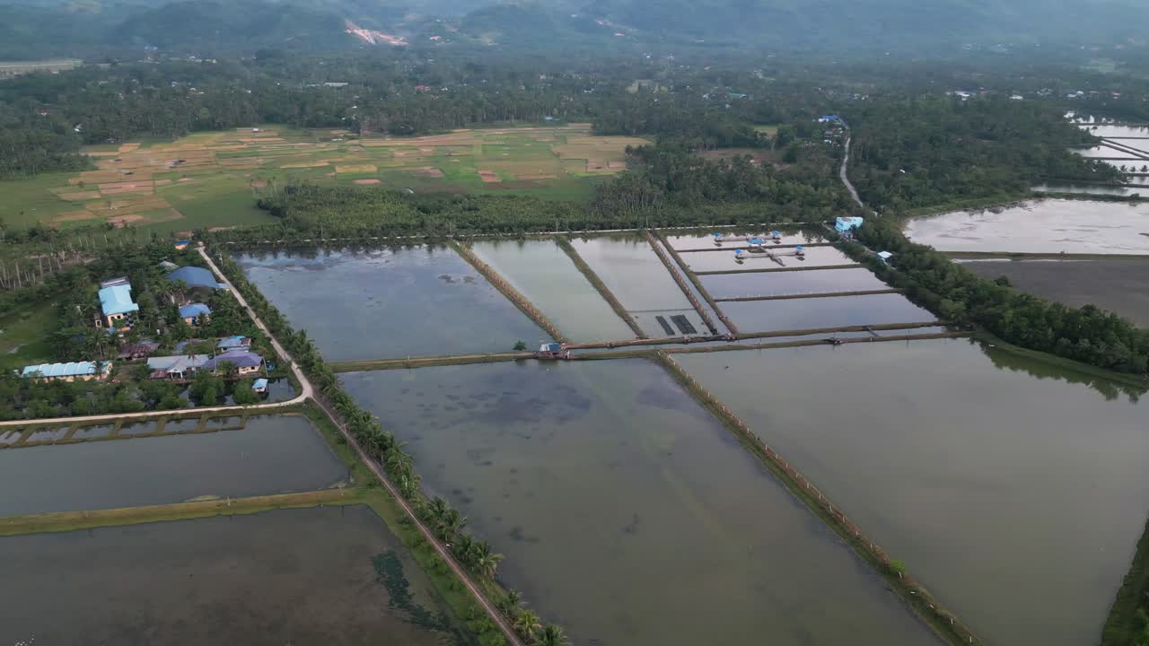 Premium stock video - Milkfish pond large reservoir complex aerial ...