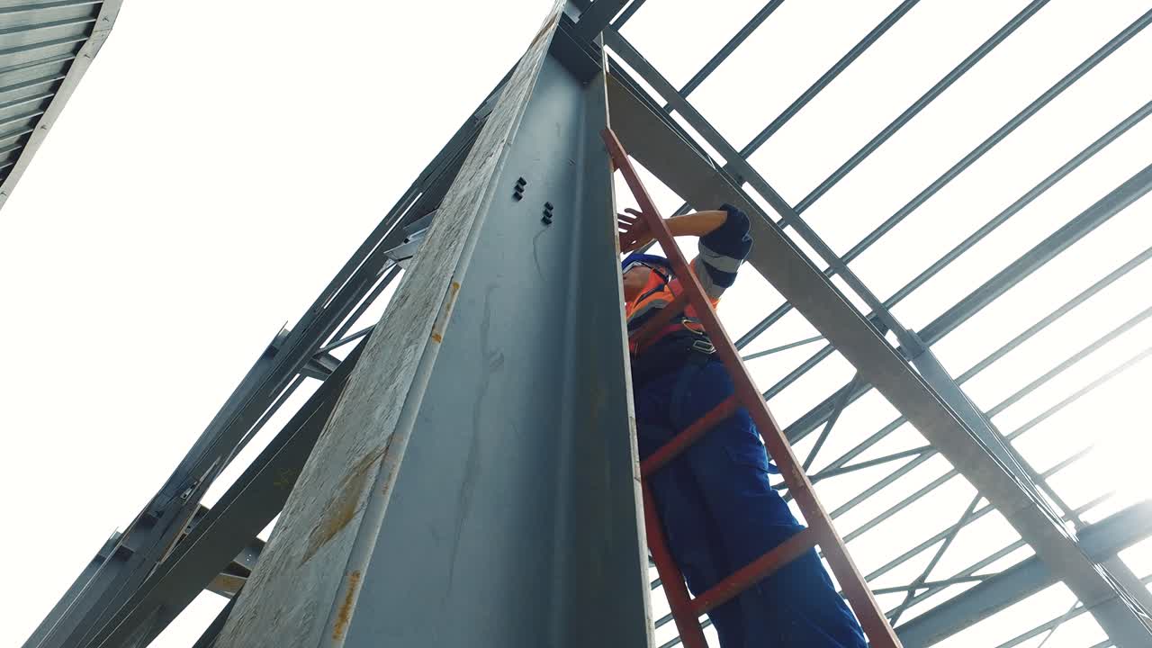 Premium stock video - Construction site in metal framework grider with ...