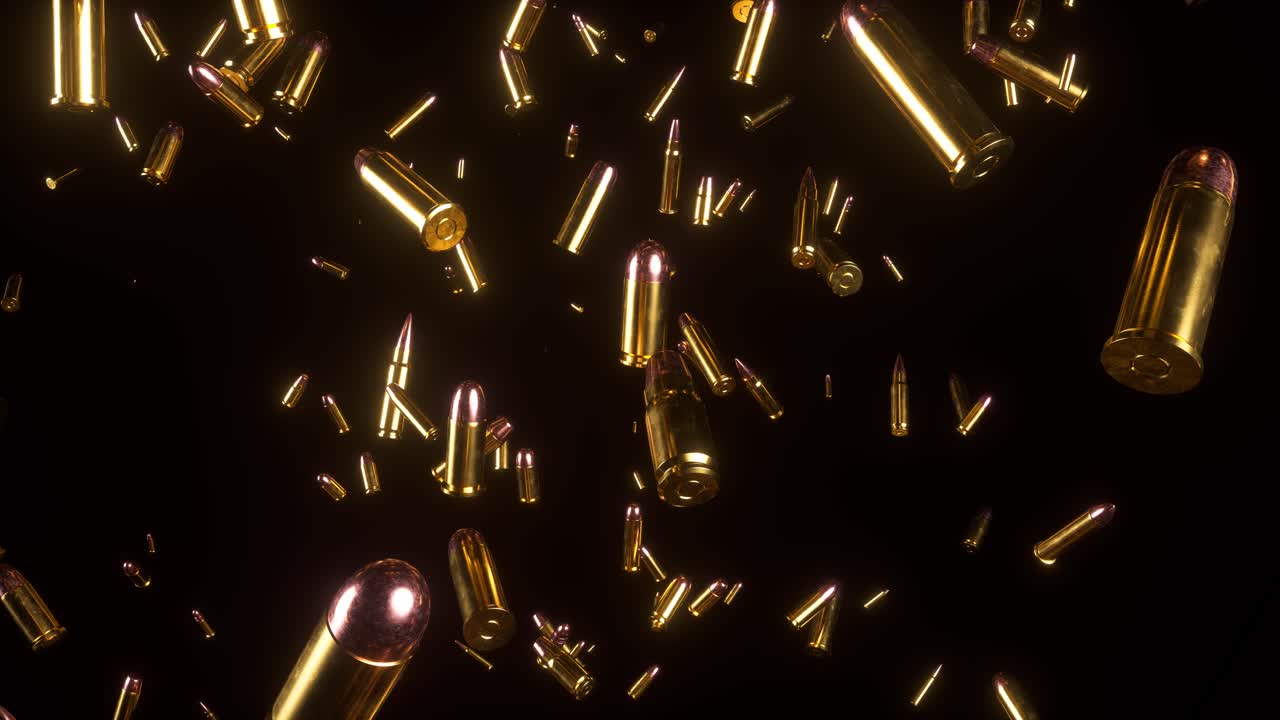 Animation of bullets dropping down and forming rain effect, black ...
