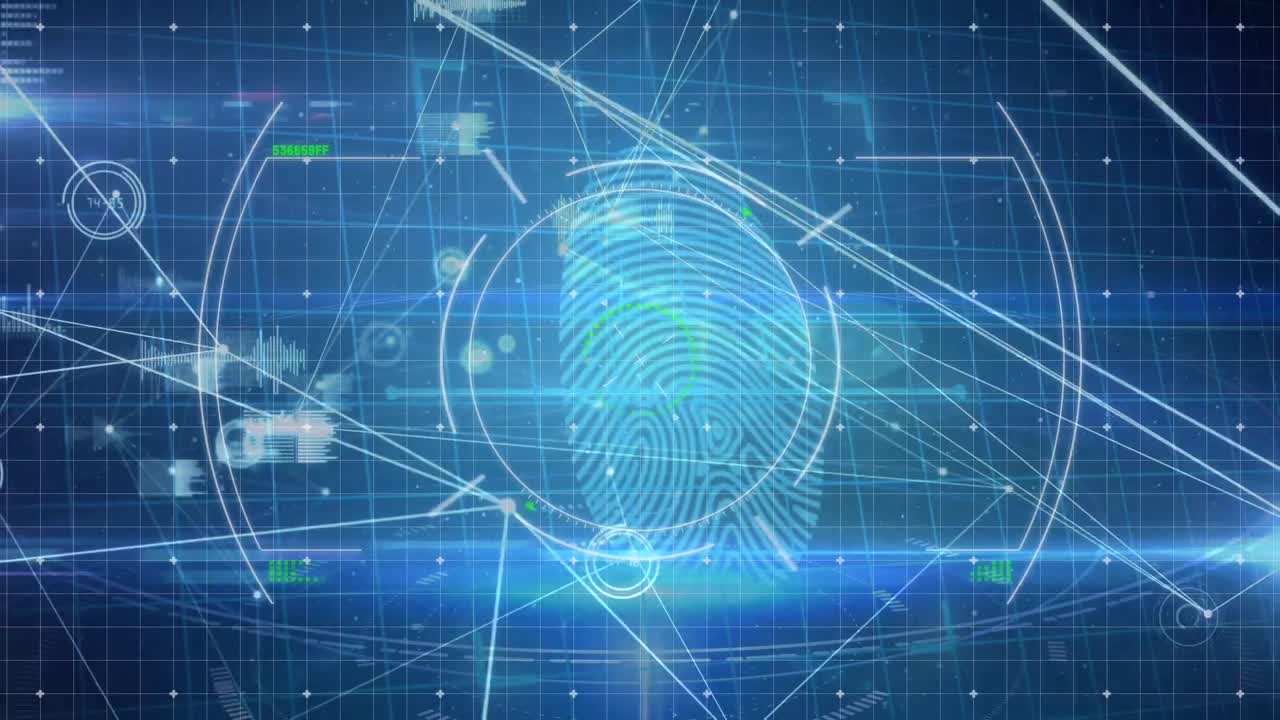Premium stock video - Animation of biometric fingerprint and data ...