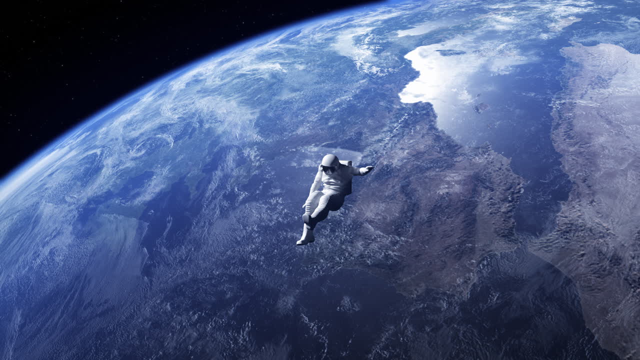 Astronaut Falling From Space To Earth In Slow Motion With Zero Gravity Effect Free Stock Video ...