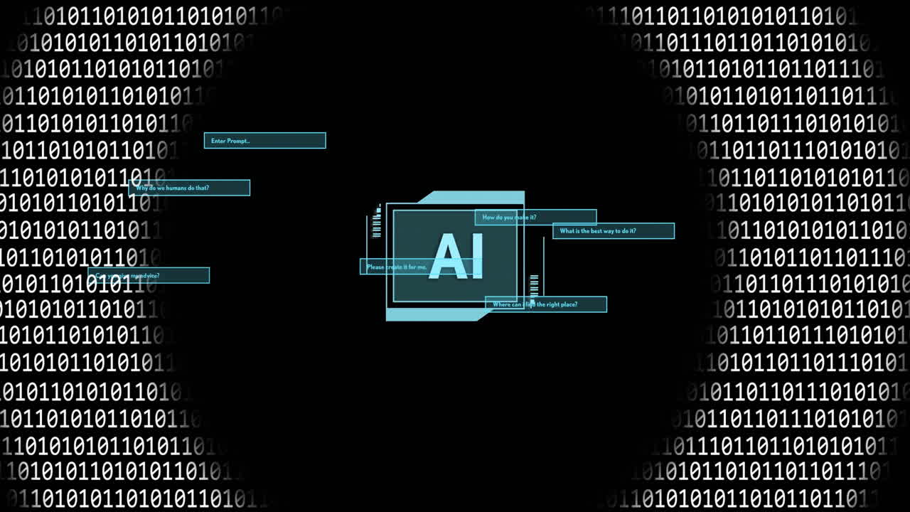 Premium stock video - Ai folder icon and binary code, artificial ...