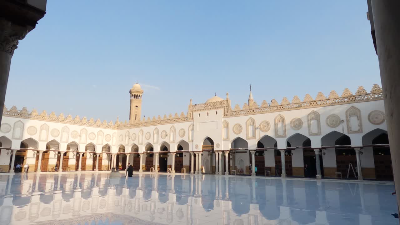 Courtyard of Al-Azhar Mosque, Cairo in Egypt. Handheld | Premium Stock ...