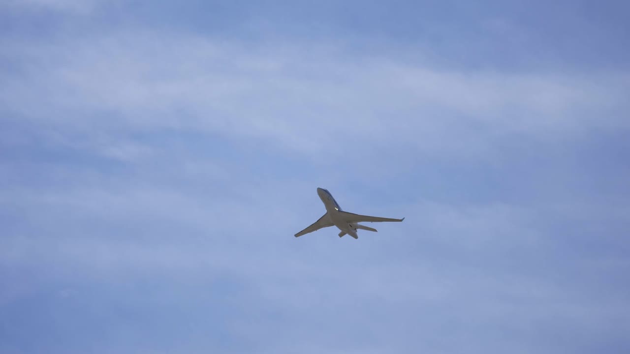 Low Angle Tracking Shot Overflying Private Jet Plane After Takeoff Free ...