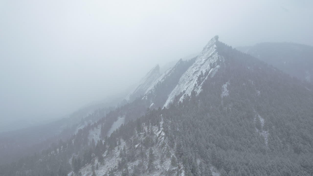 Premium stock video - Drone aerial footage flying back from snowcapped ...