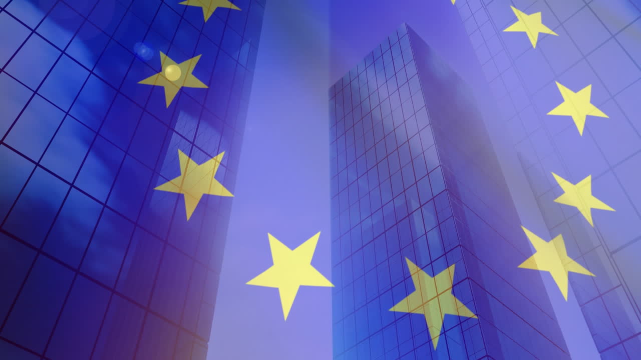 eu flag with modern office buildings in the background | freepik