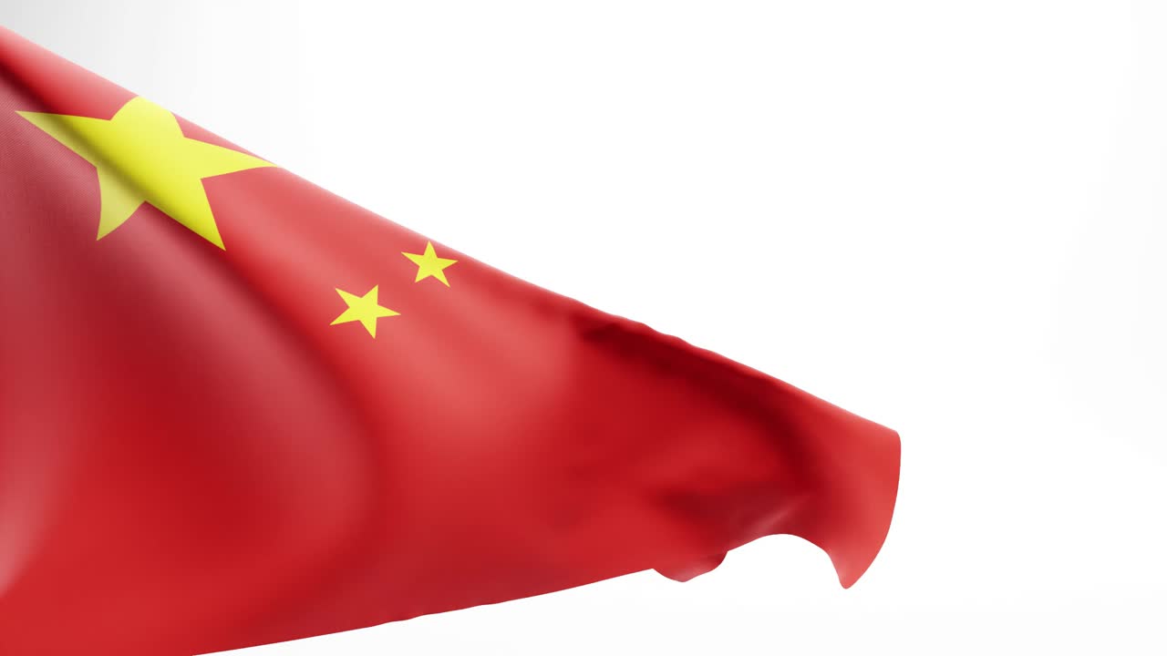 Premium stock video - Flapping red chinese flag against white background
