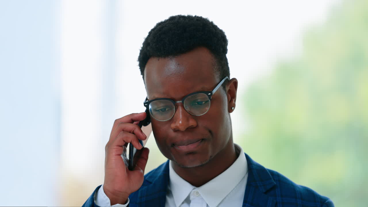 Phone call, serious and businessman in office | Premium Stock Video Footage