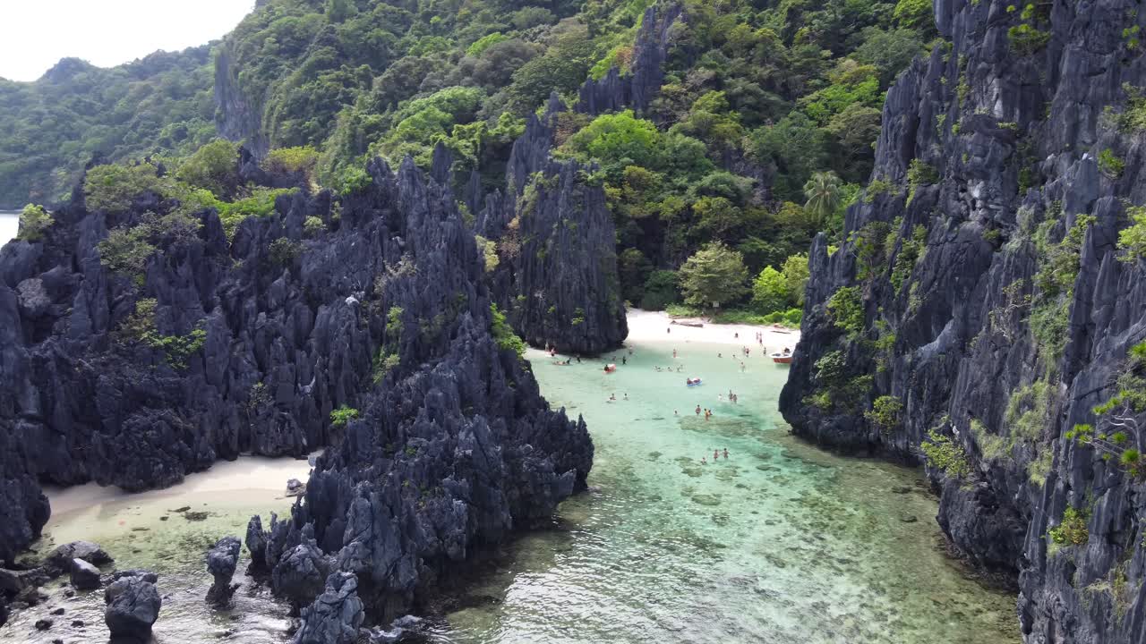 Aerial Wide View Of Tropical Shallow Azure Clear Water Lagoon Between ...