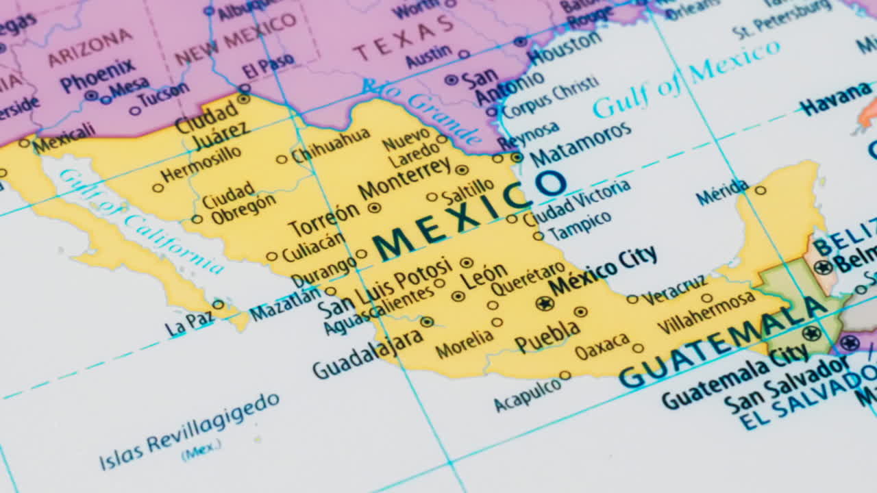 Premium stock video - Close-up of the country word mexico on a world ...