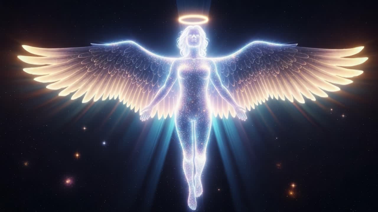 A Celestial Being with Radiant Wings and a Glowing Halo, Emanating ...