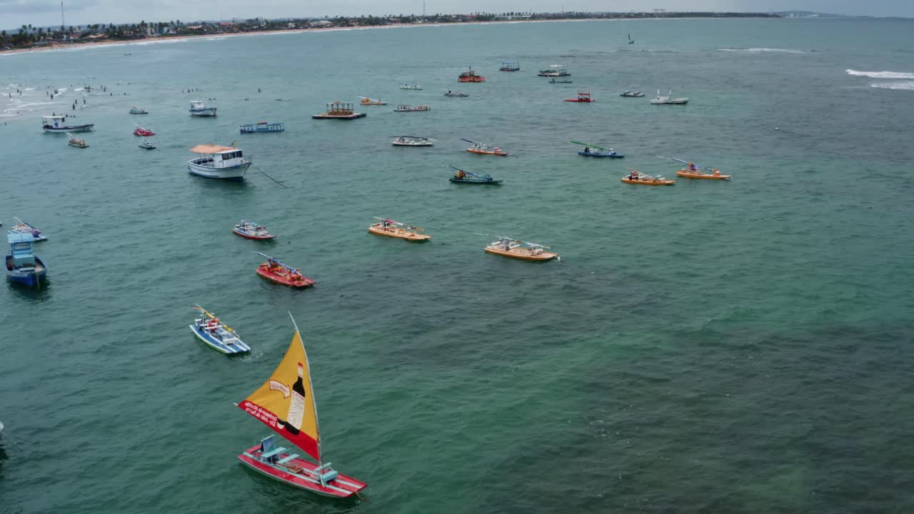 Premium stock video - Dolly-out aerial drone shot of the porto de ...