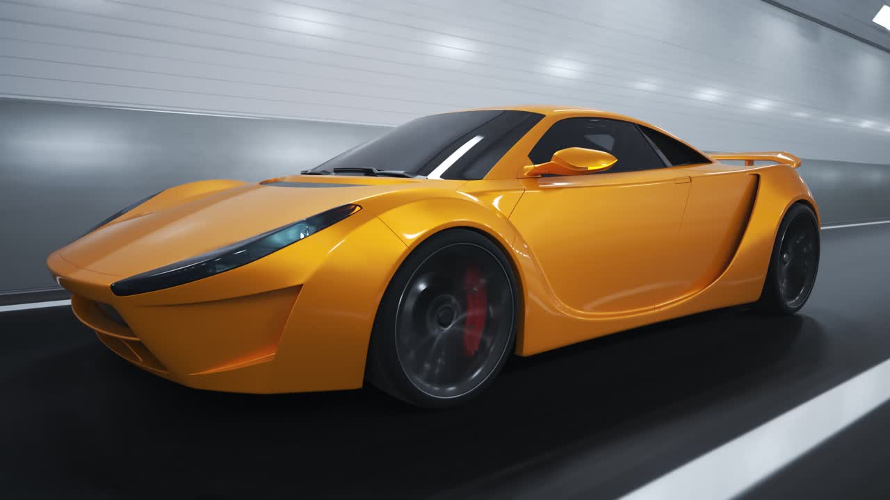 Premium stock video - Futuristic concept sports car racing through a ...