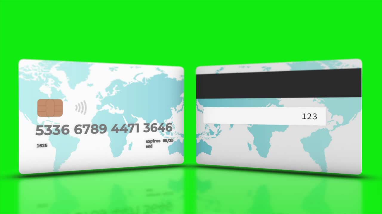 3D Animation of a credit card with a chip with Alpha Channel. Business ...