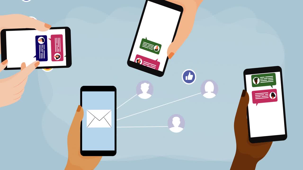 Premium stock video - Animation of people chatting online holding ...