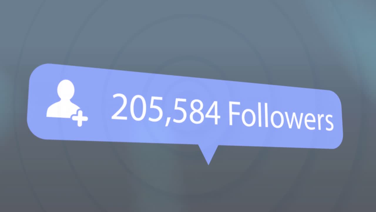 Animation of profile icon with increasing followers on a speech bubble ...
