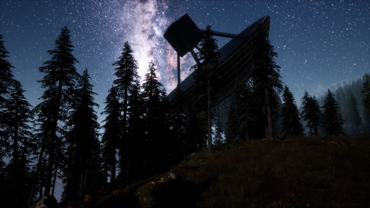 Premium stock video - Astronomical observatory under the night sky stars. hyperlapse