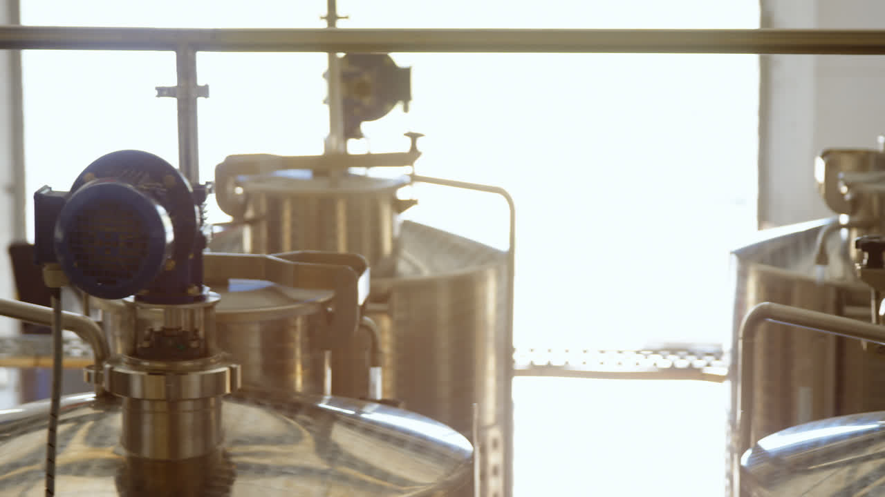 Distillation tanks in factory 4k | Premium Stock Video Footage