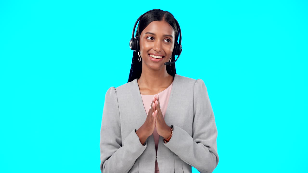 Call Center, Crm Or Indian Woman In Studio Free Stock Video Footage ...
