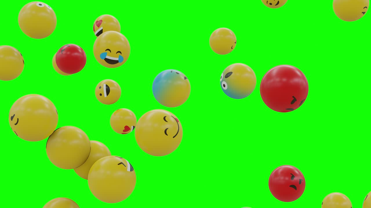 Premium stock video - 3d emojis simulation on green screen with alpha matte