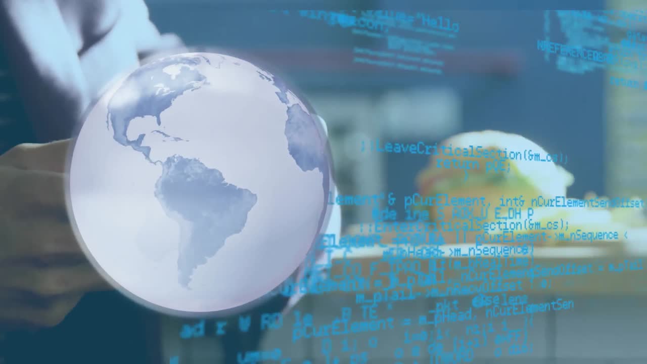 Animation of globe over woman using smartphone | Premium Stock Video ...