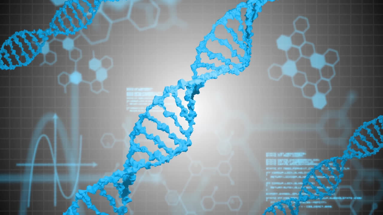 DNA Strands And Scientific Data Processing Animation Over Hexagonal Patterns Free Stock Video ...