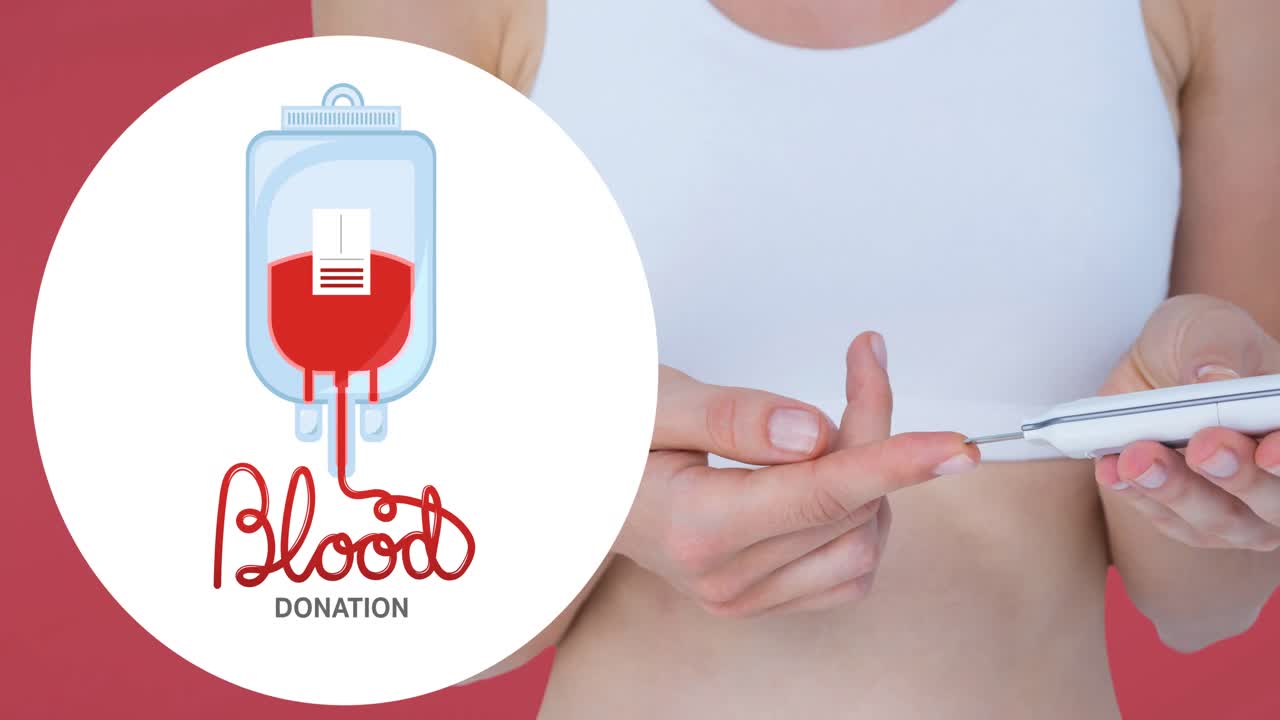 Premium stock video - Animation of blood donation text with blood bag ...