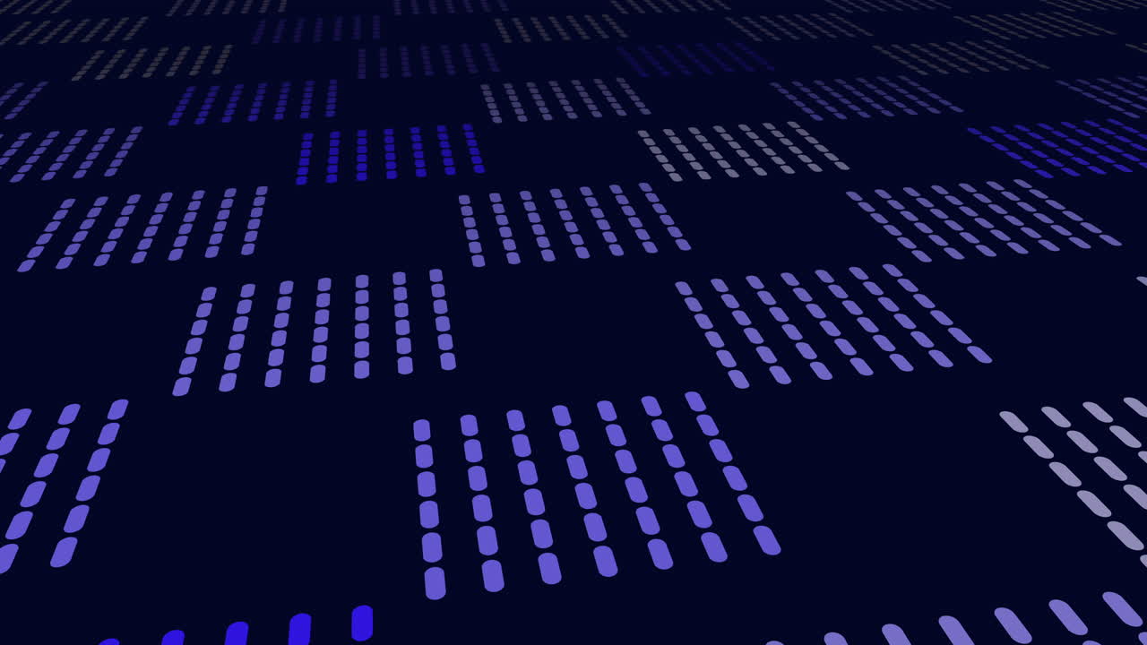 Premium stock video - Neon rainbow dots pattern in rows on black gradient