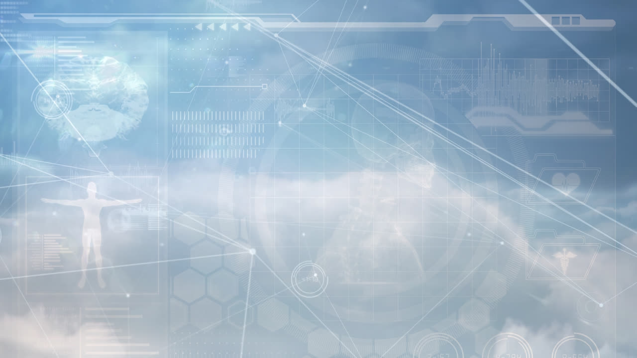 animation of clouds zooming on human body data processing with ...