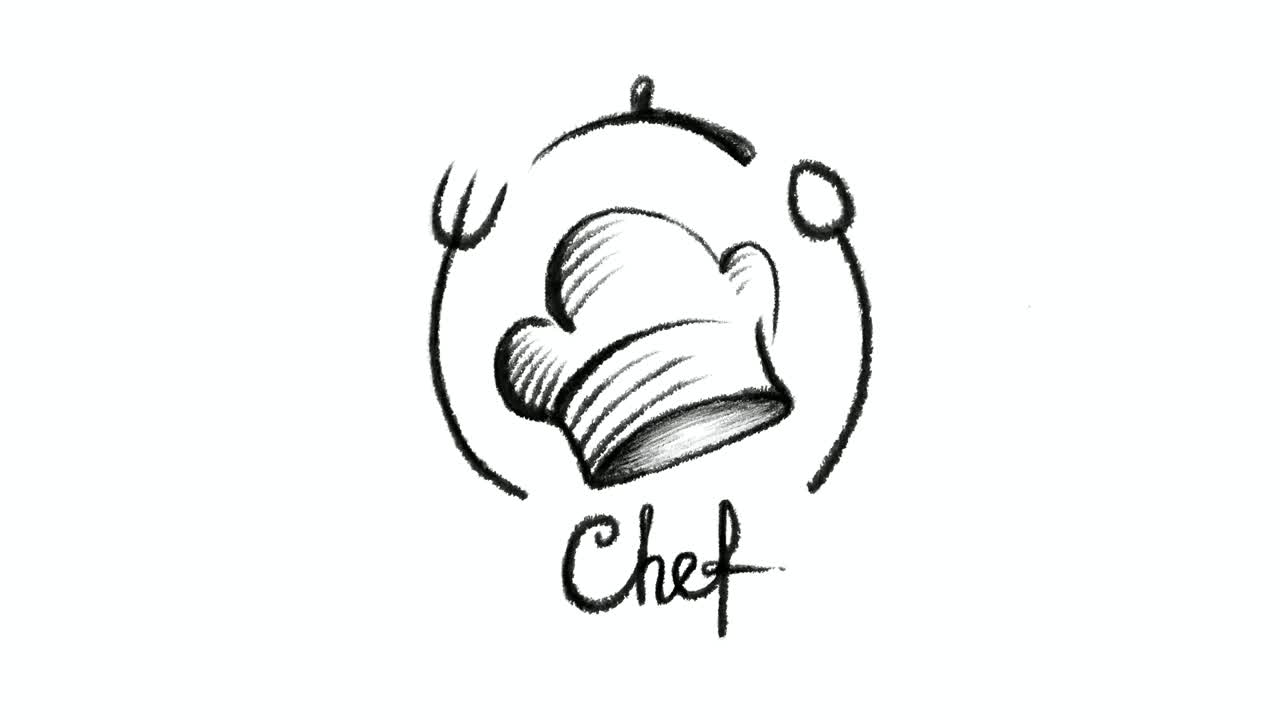 Chef hat, fork and spoon 2d drawing animation with green screen ...